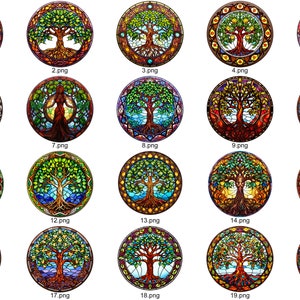 Tree of Life Stained Glass Clipart Bundle, Instant Digital Download, 20 ...
