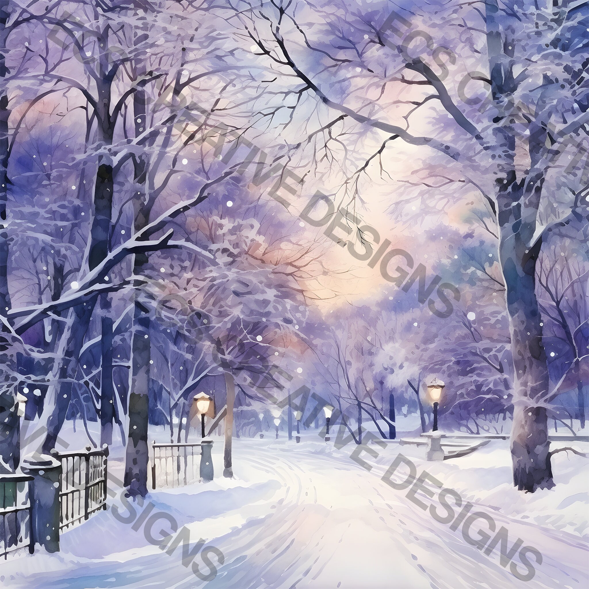 Watercolor Christmas Scenes Clipart Bundle, Instant Digital Download ...