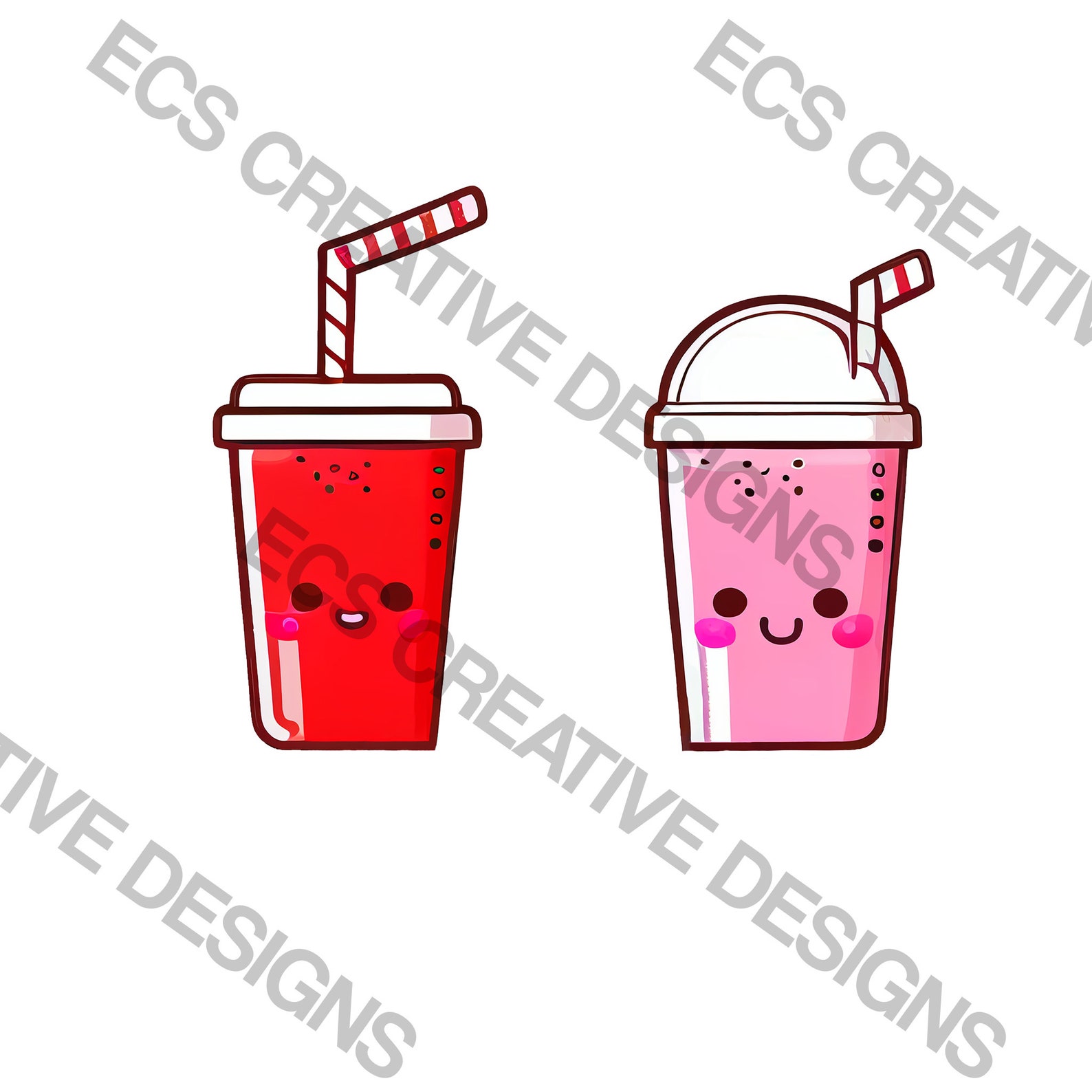 Cute Kawaii Drinks Clipart Set, Digital Download, Printable SVG & PNG ...