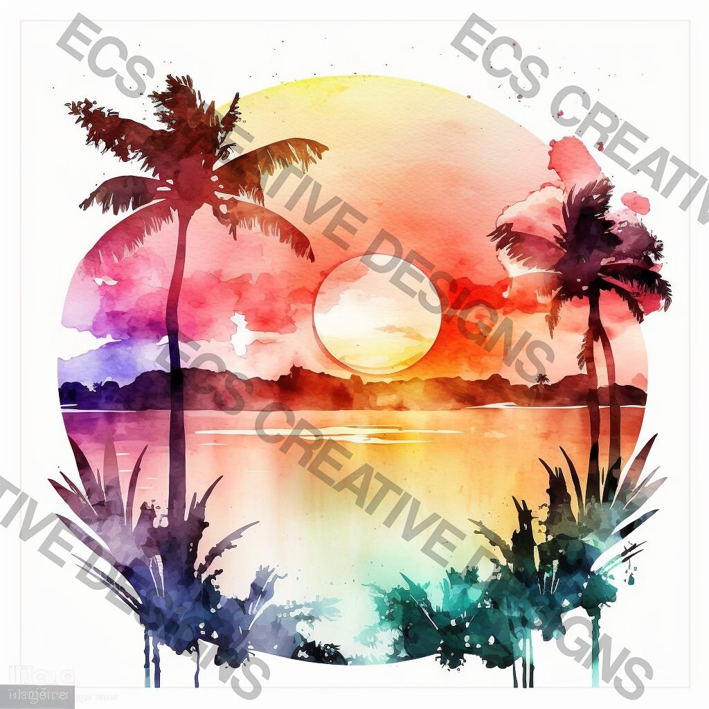 Tropical Summer Watercolor Clipart Bundle PNG Instant - Etsy