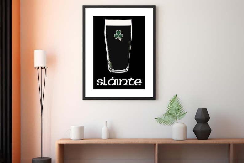 Slainte Wall Art, Printable Irish Wall Art, Retro Fun Irish Drinking ...
