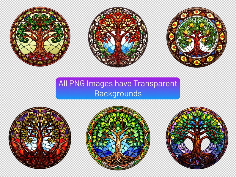 Tree of Life Stained Glass Clipart Bundle, Instant Digital Download, 20 ...