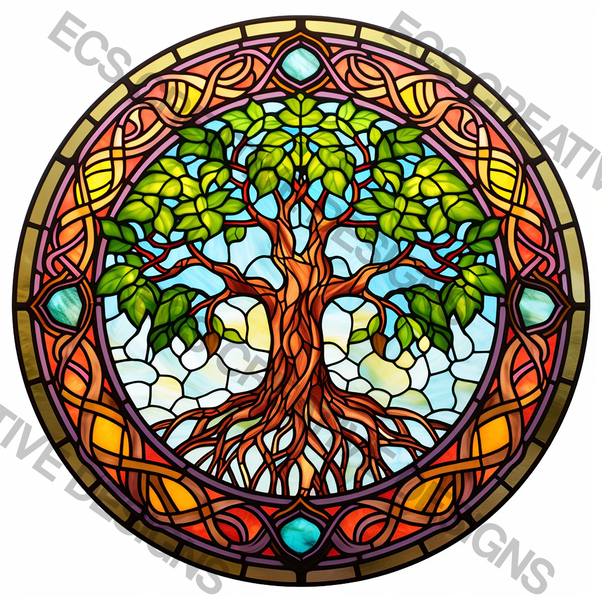 Tree of Life Stained Glass Clipart Bundle, Instant Digital Download, 20 ...