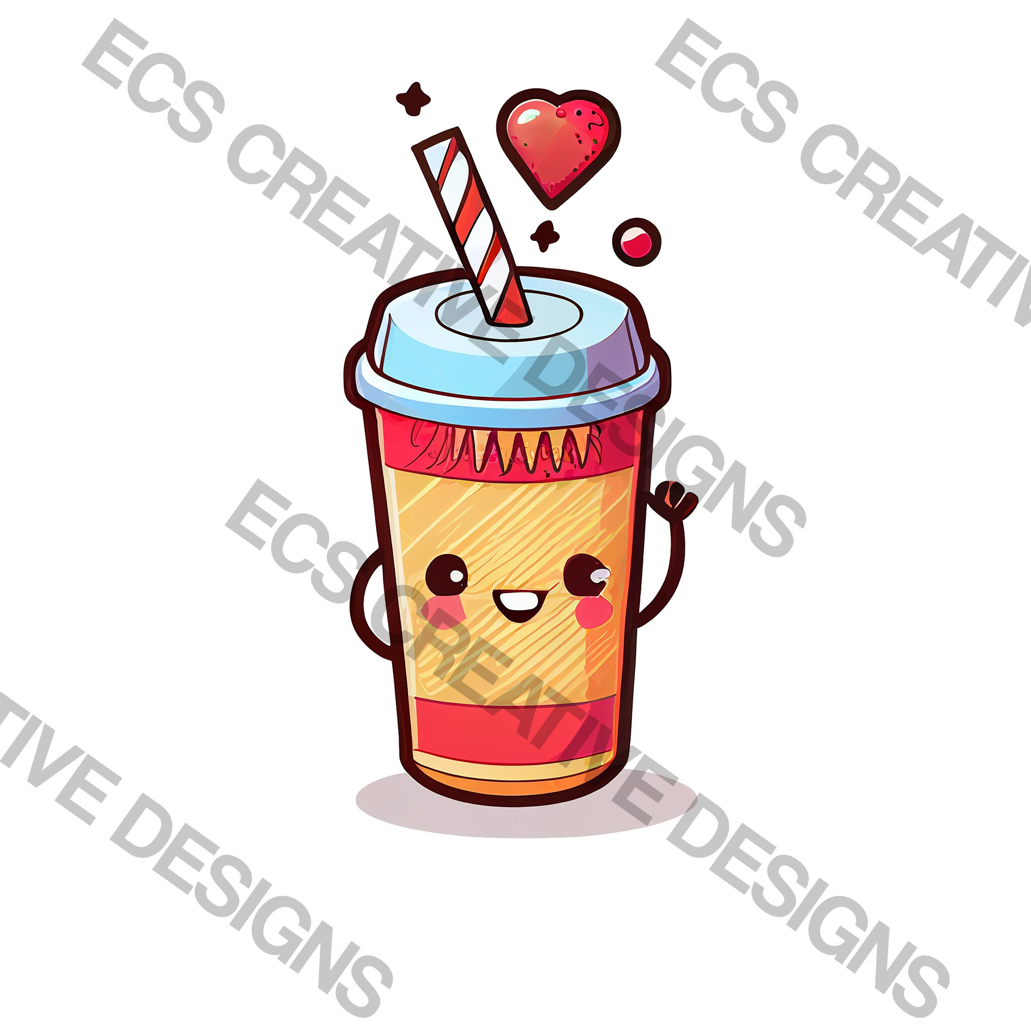 Cute Kawaii Drinks Clipart Set, Digital Download, Printable SVG & PNG ...