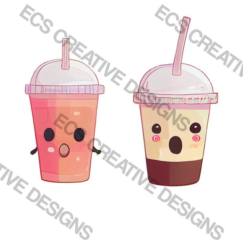 Cute Kawaii Drinks Clipart Set, Digital Download, Printable SVG & PNG ...