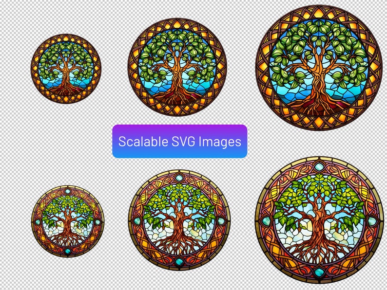 Tree of Life Stained Glass Clipart Bundle, Instant Digital Download, 20 ...