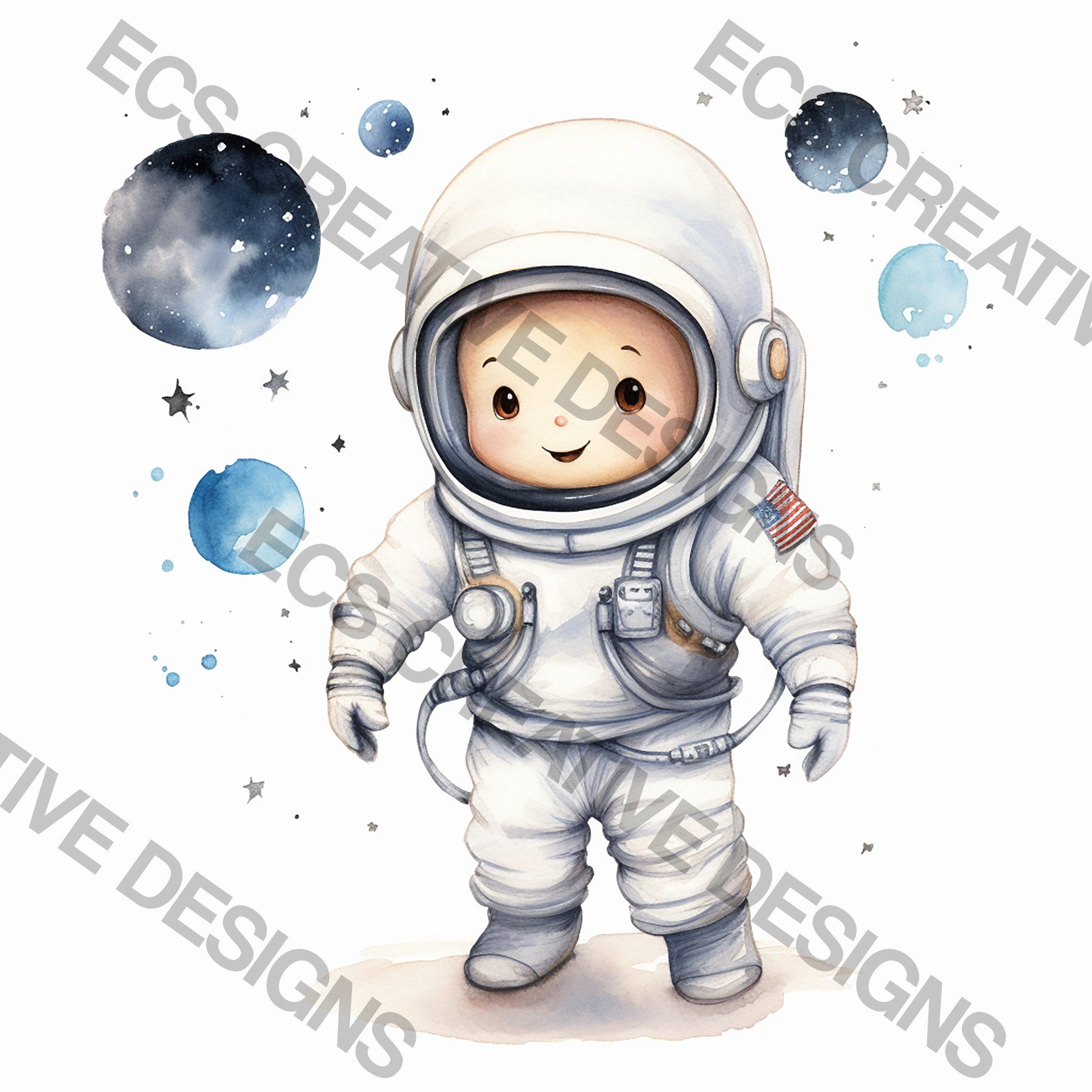 Cute Astronauts Watercolor Clipart Bundle, Instant Digital Download ...