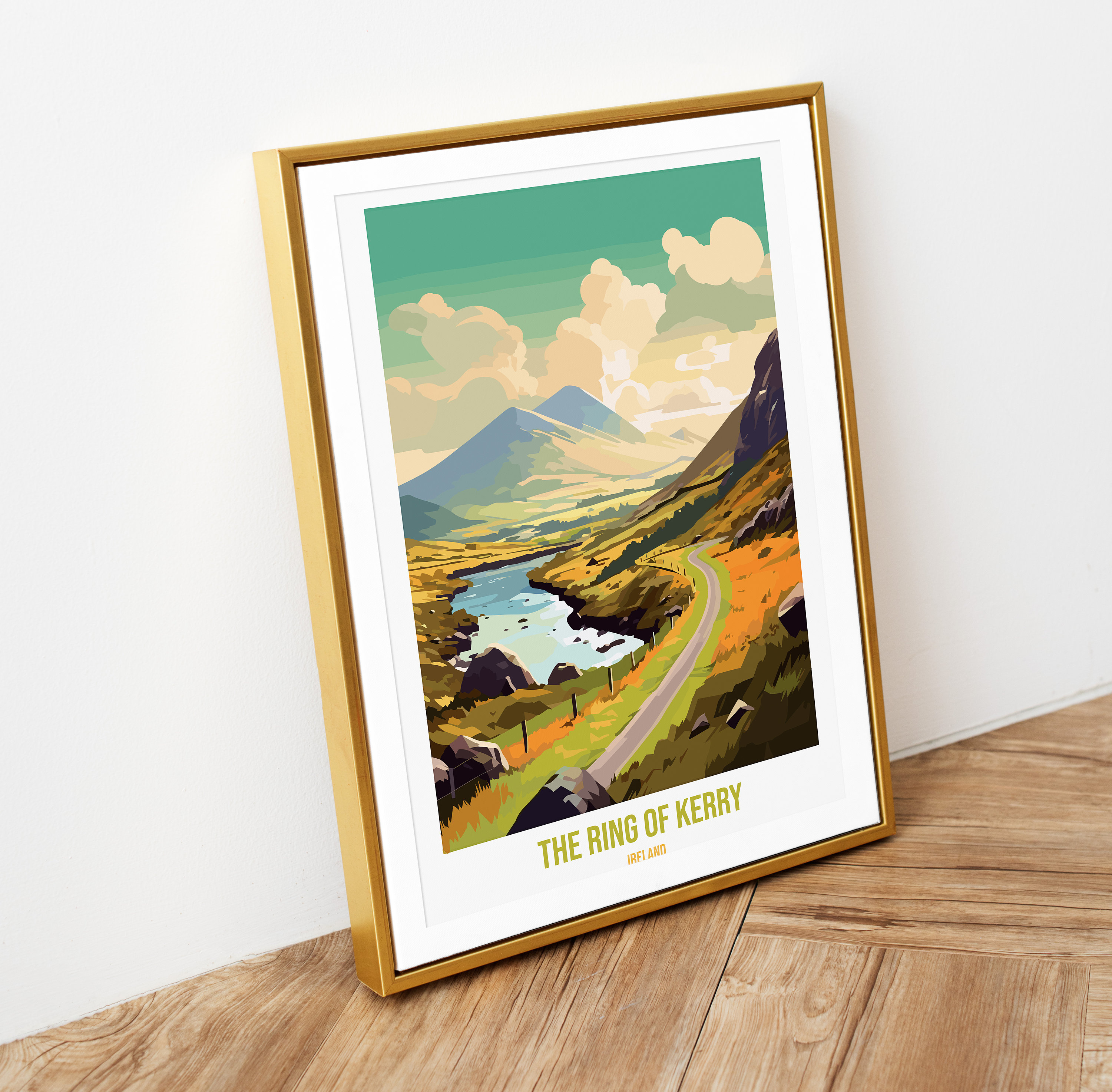 The Ring of Kerry Retro Travel Poster, Ireland, Summer Landscape ...