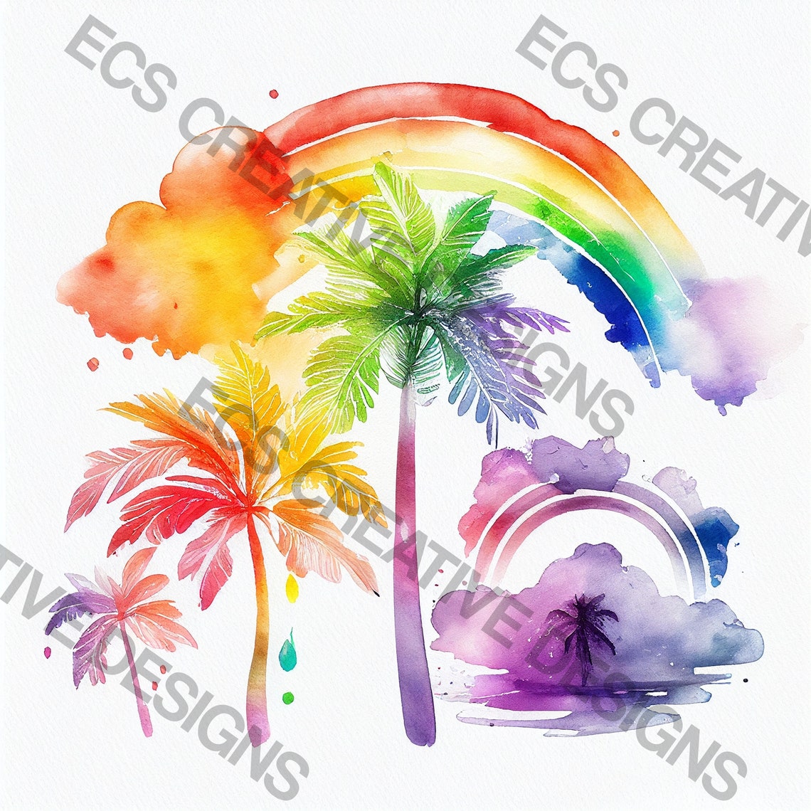 Watercolor Rainbow Clipart Bundle High Quality 300 DPI PNG - Etsy