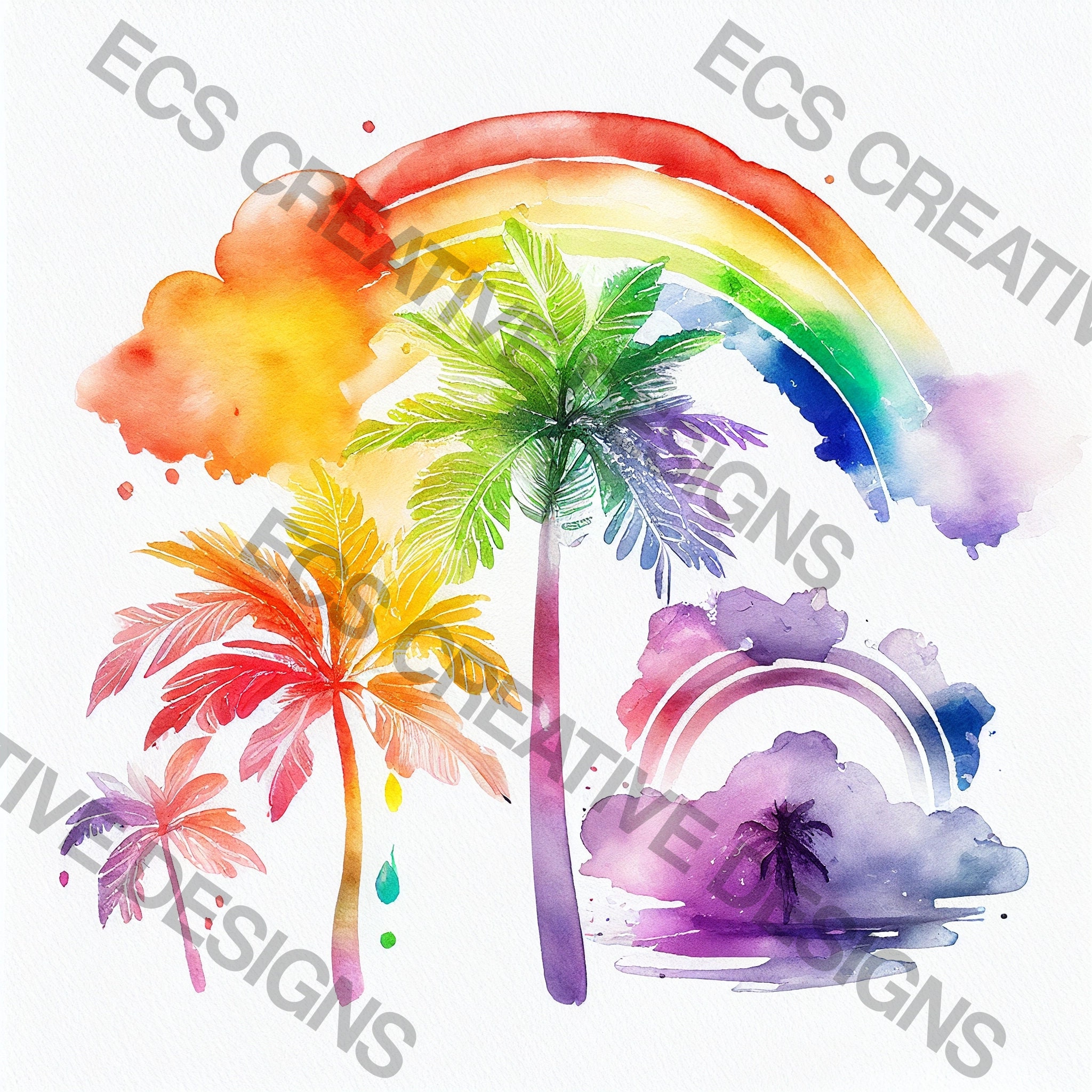 Watercolor Rainbow Clipart Bundle High Quality 300 DPI PNG - Etsy