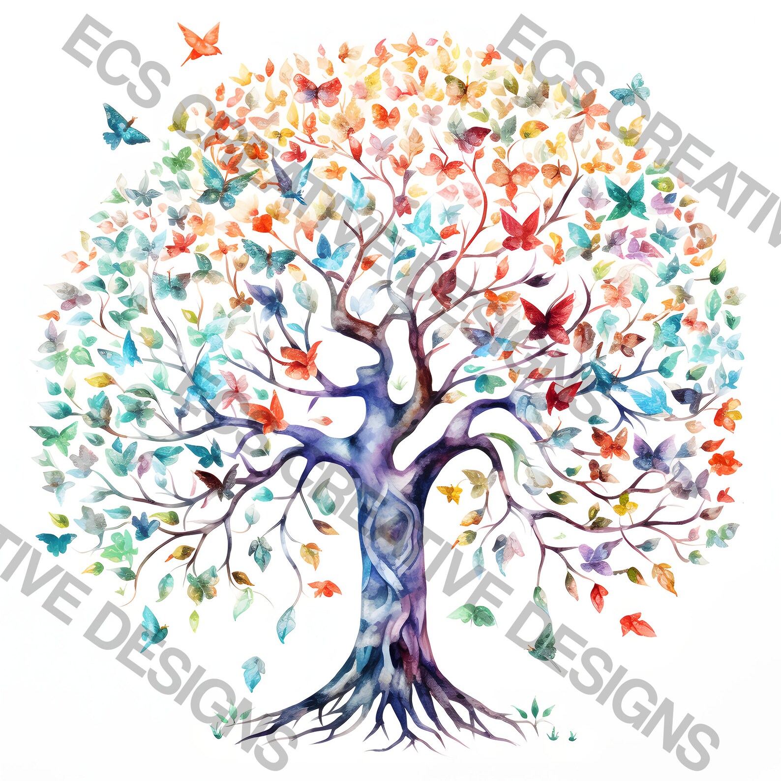 Watercolor Tree of Life Clipart Bundle, Instant Digital Download, 21 ...