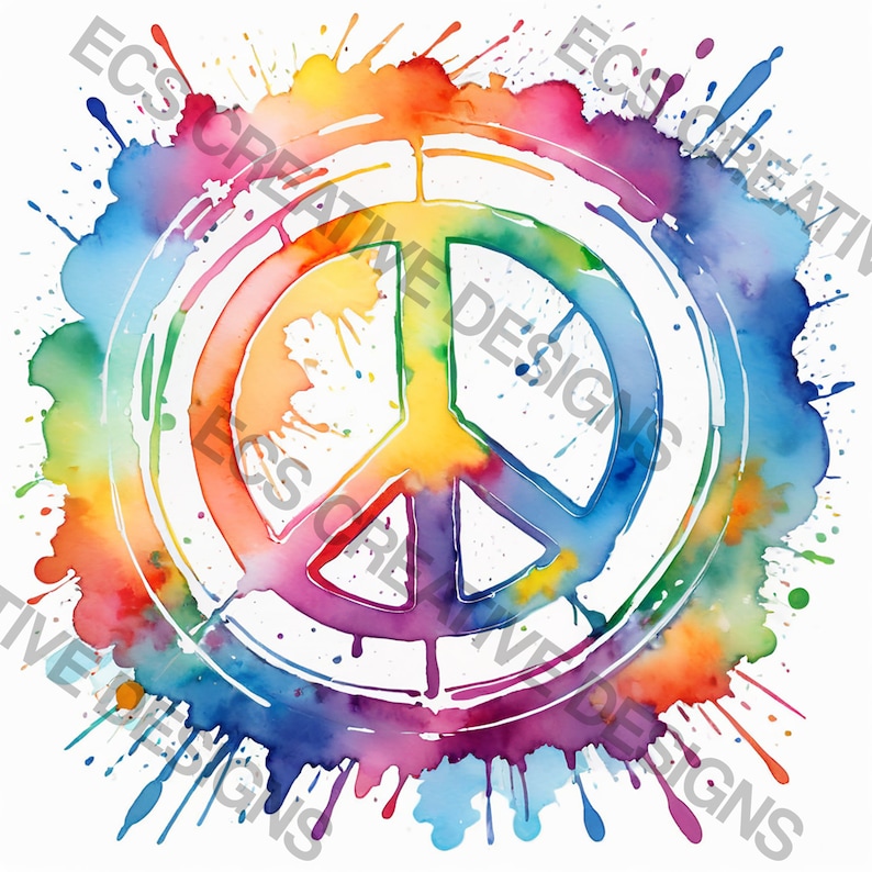 Watercolor Peace Sign 37 PNG Clipart Bundle, Instant Digital Download ...