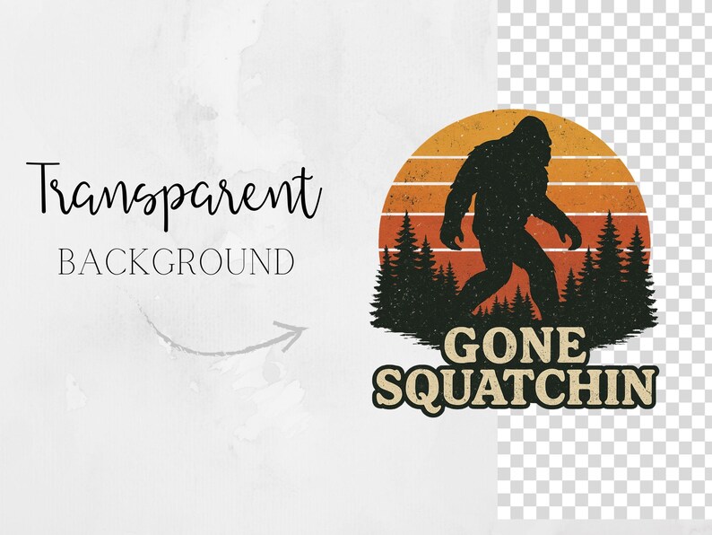 Gone Squatchin Bigfoot PNG | Vintage Sunset Sasquatch T-shirt Design ...
