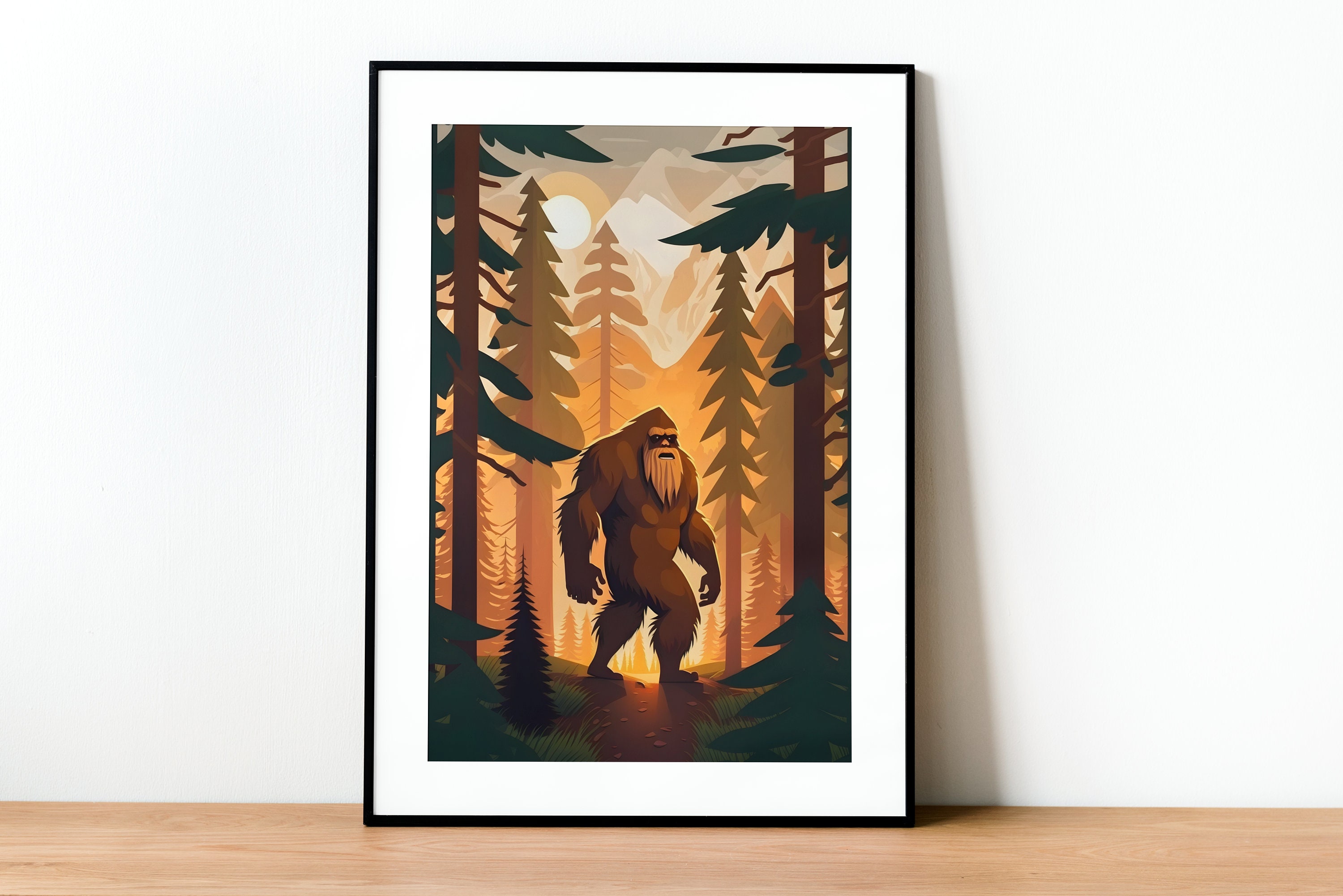 Bigfoot at Sunset Wall Art, Digital Download, Printable Bigfoot Poster ...