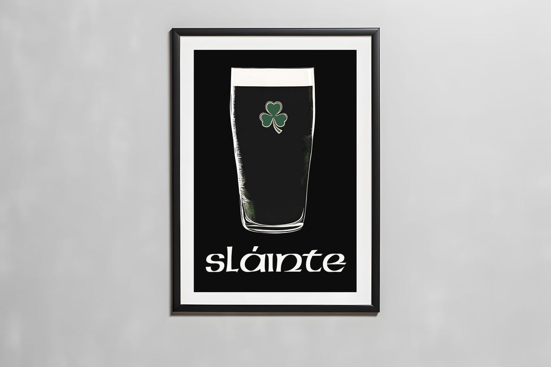 Slainte Wall Art, Printable Irish Wall Art, Retro Fun Irish Drinking ...