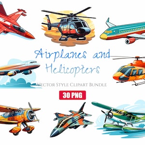 Airplane and Helicopter 30 PNG Clipart Bundle, Instant Digital Download ...
