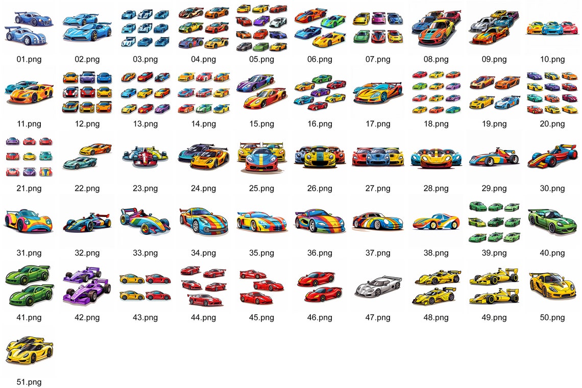 Race Car 51 PNG Clipart Bundle, Instant Digital Download, High Quality ...