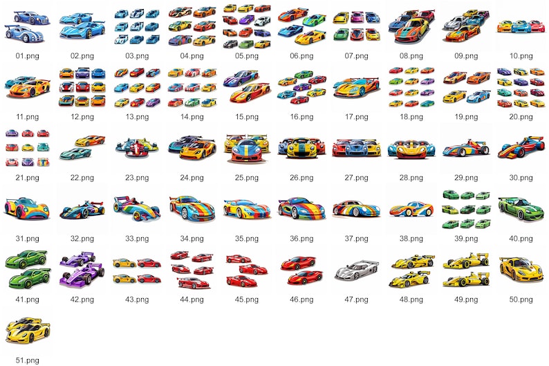 Race Car 51 PNG Clipart Bundle, Instant Digital Download, High Quality ...