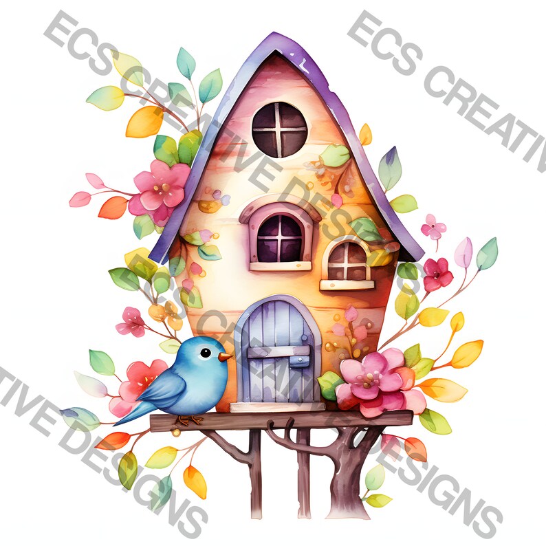 Watercolor Birdhouse Clipart Bundle Instant Digital Download - Etsy