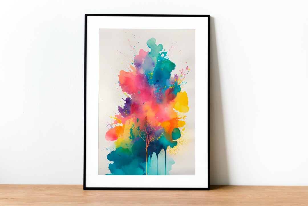 Watercolor Tree Color Splash Wall Art Print Watercolor - Etsy