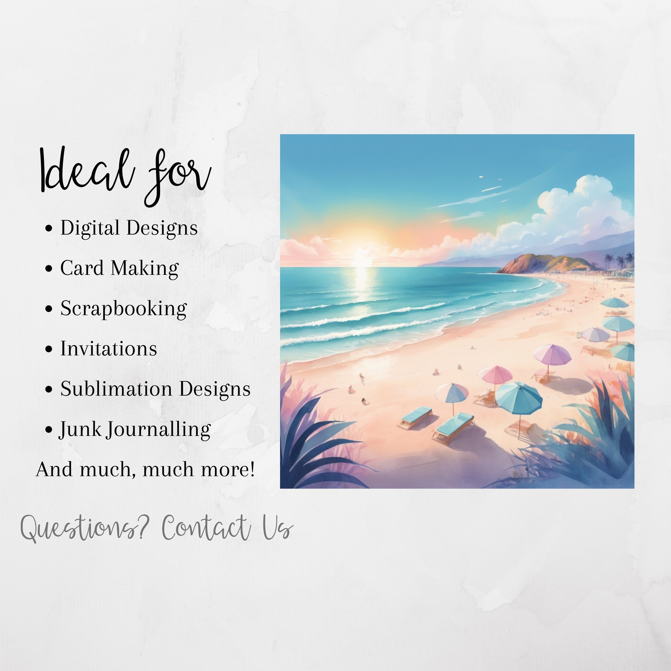 26 Pastel Beach Watercolor Clipart Bundle, Summer Backgrounds, 300dpi ...