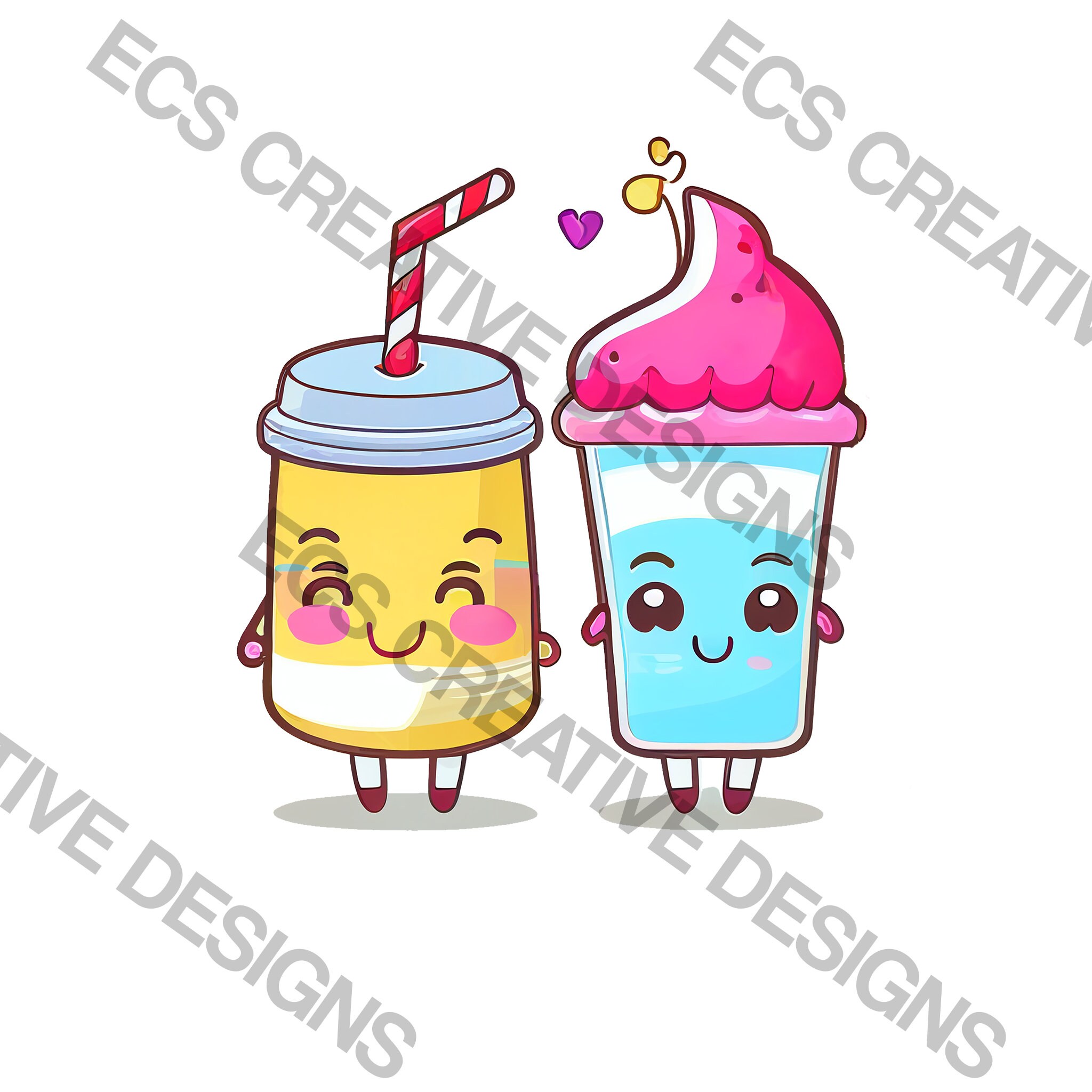 Cute Kawaii Drinks Clipart Set, Digital Download, Printable SVG & PNG ...