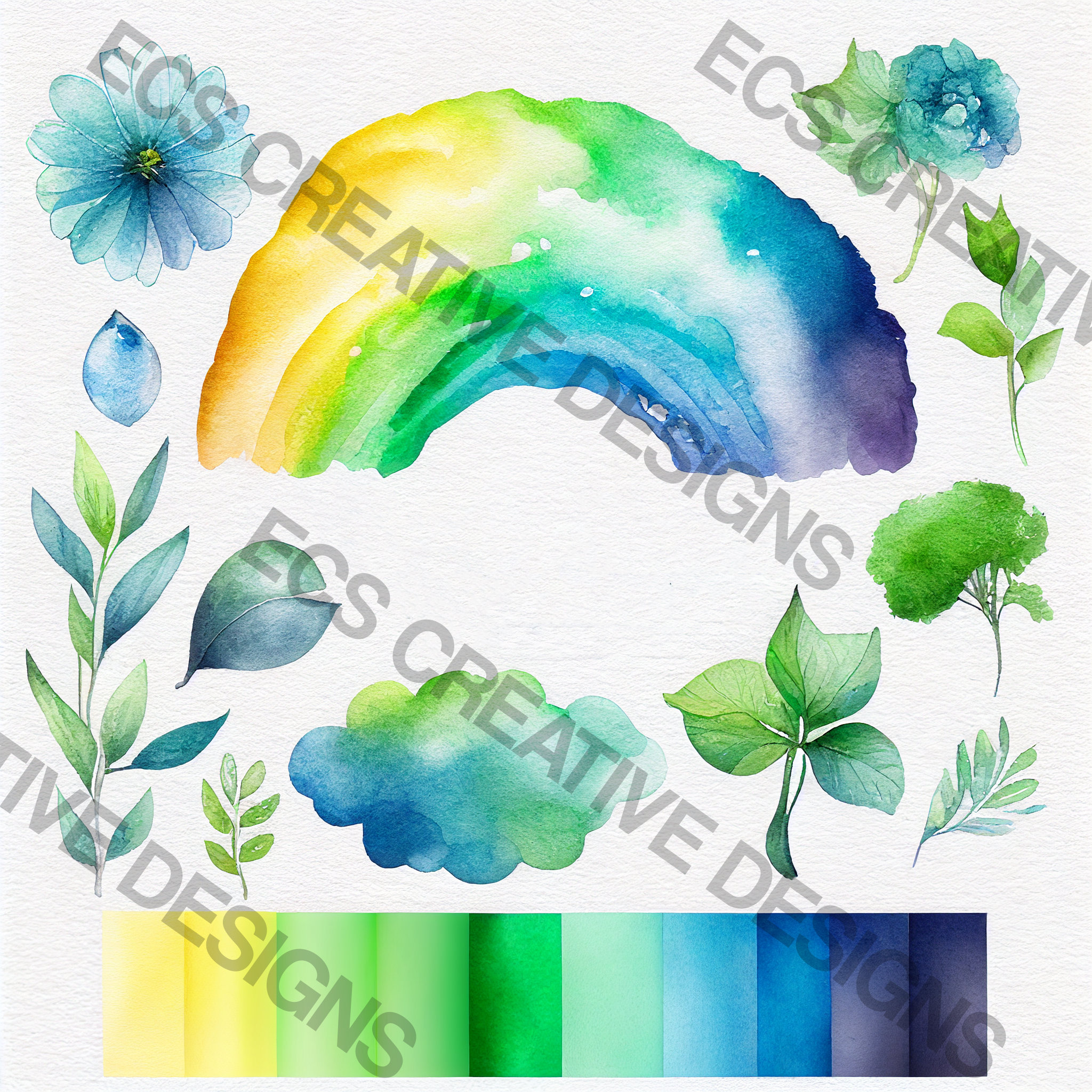 Watercolor Rainbow Clipart Bundle High Quality 300 DPI PNG - Etsy