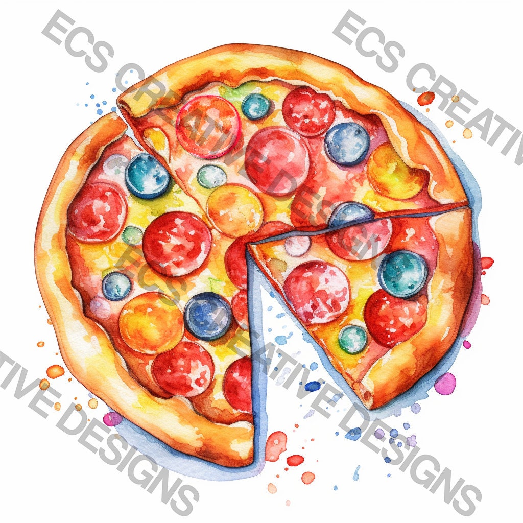 Watercolor Pizza Clipart Bundle, Commercial Use, Instant Digital ...