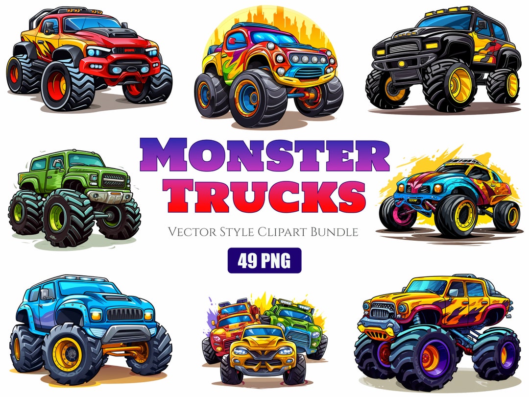 Monster Truck 49 PNG Clipart Bundle, Instant Digital Download, High ...