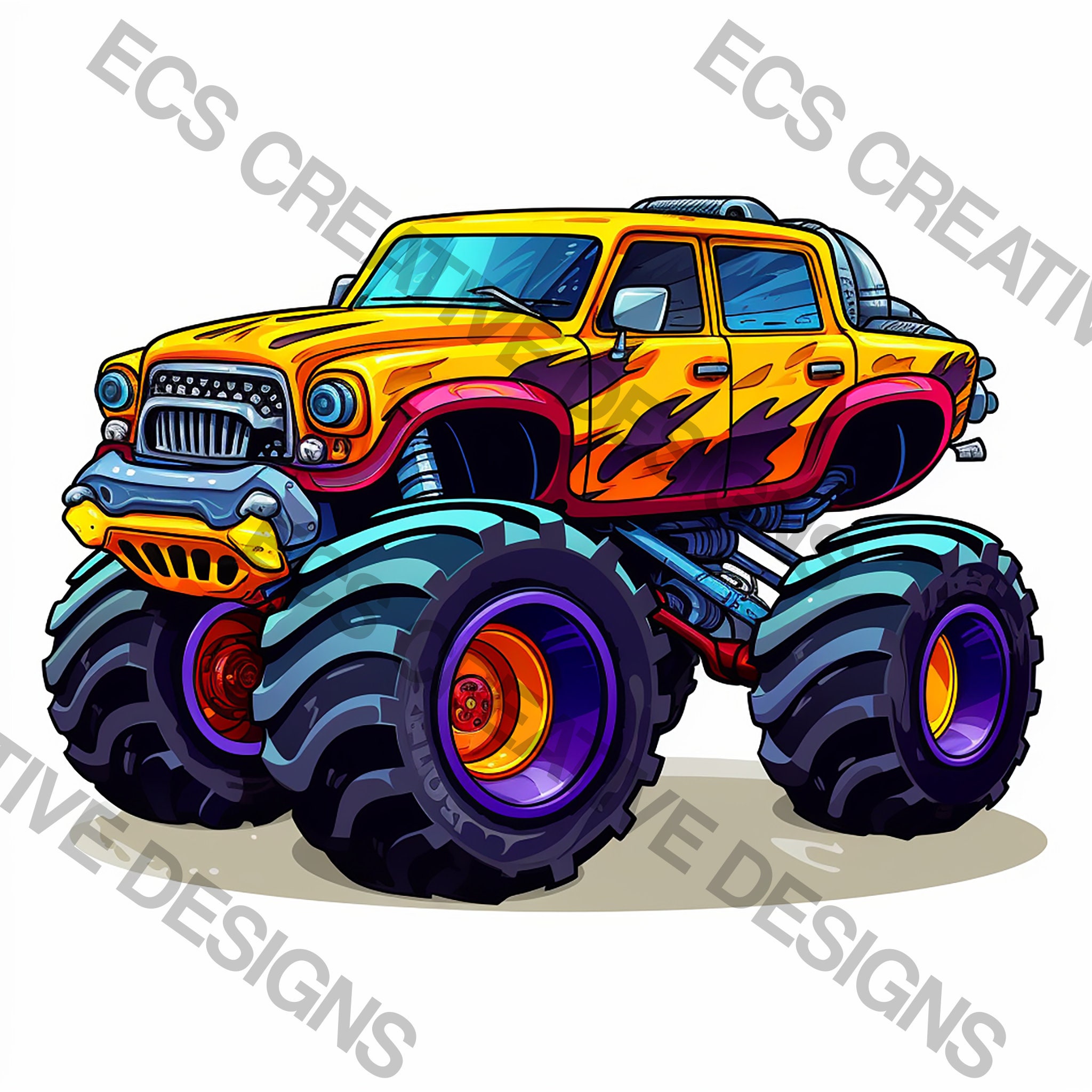 Monster Truck 49 PNG Clipart Bundle, Instant Digital Download, High ...