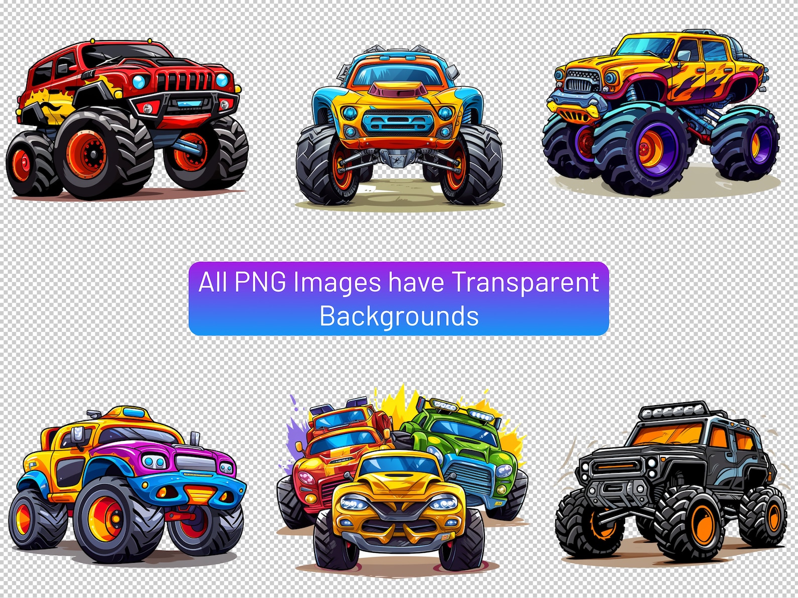 Monster Truck 49 PNG Clipart Bundle, Instant Digital Download, High ...