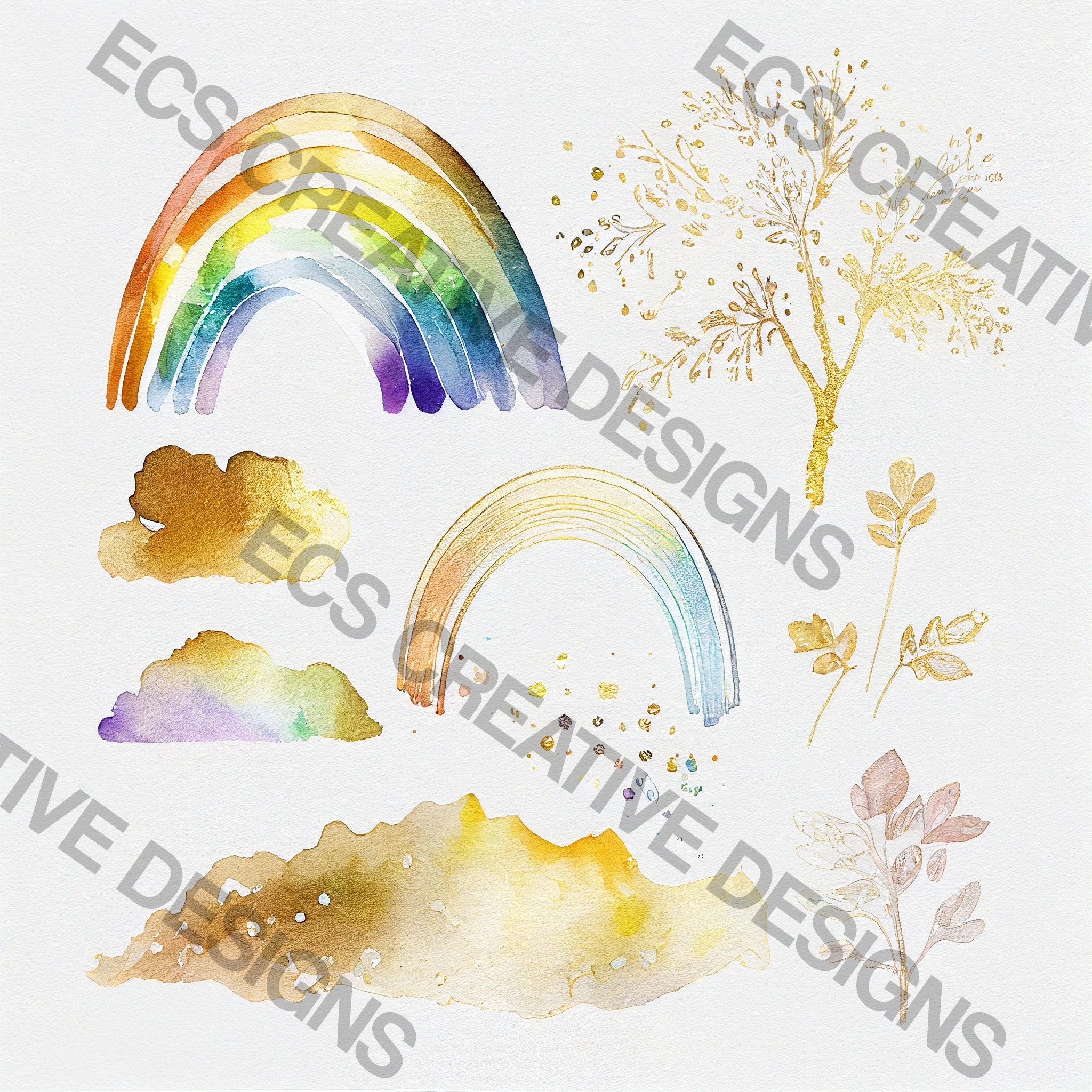 Watercolor Rainbow Clipart Bundle High Quality 300 DPI PNG - Etsy