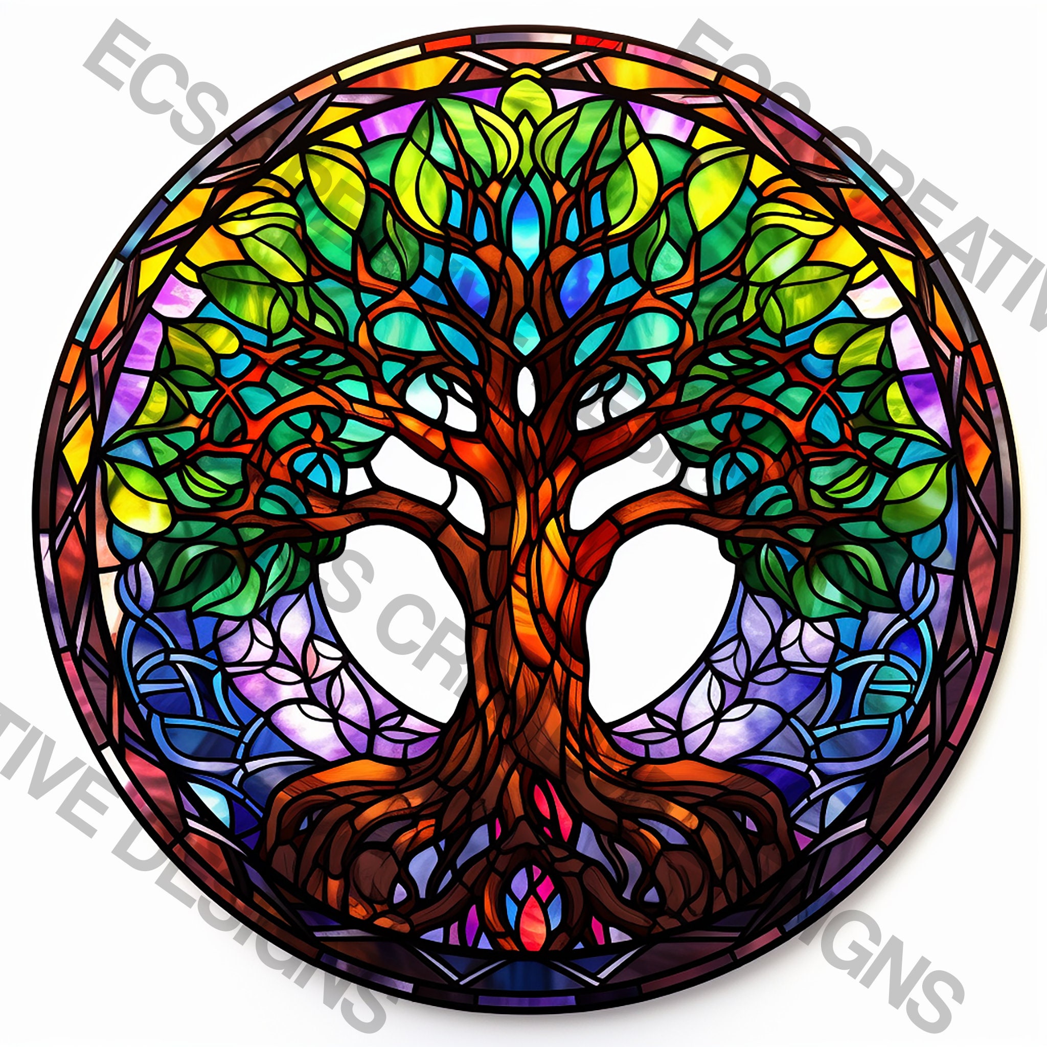 Tree of Life Stained Glass Clipart Bundle, Instant Digital Download, 20 ...