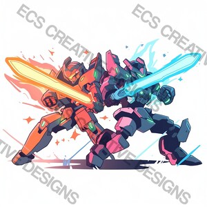 Anime Mecha Robot 35 SVG & PNG Clipart Bundle, Instant Digital Download ...
