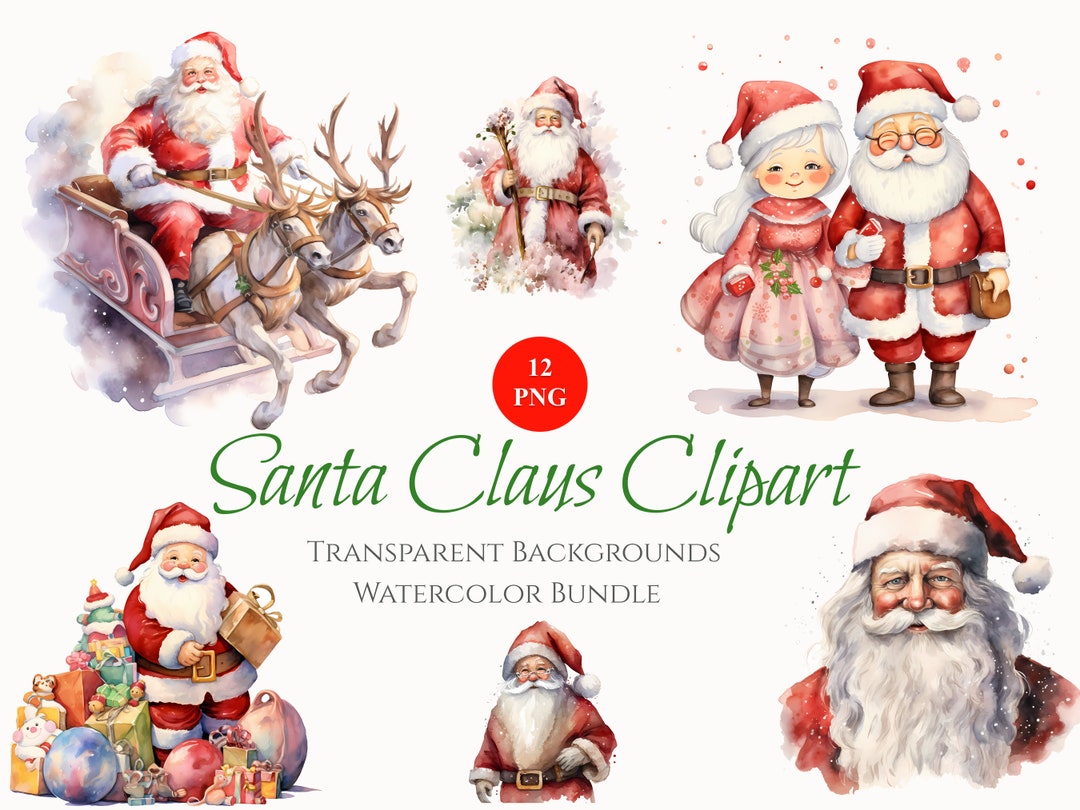 Santa Claus Clipart Bundle, Digital Download for Commercial Use ...