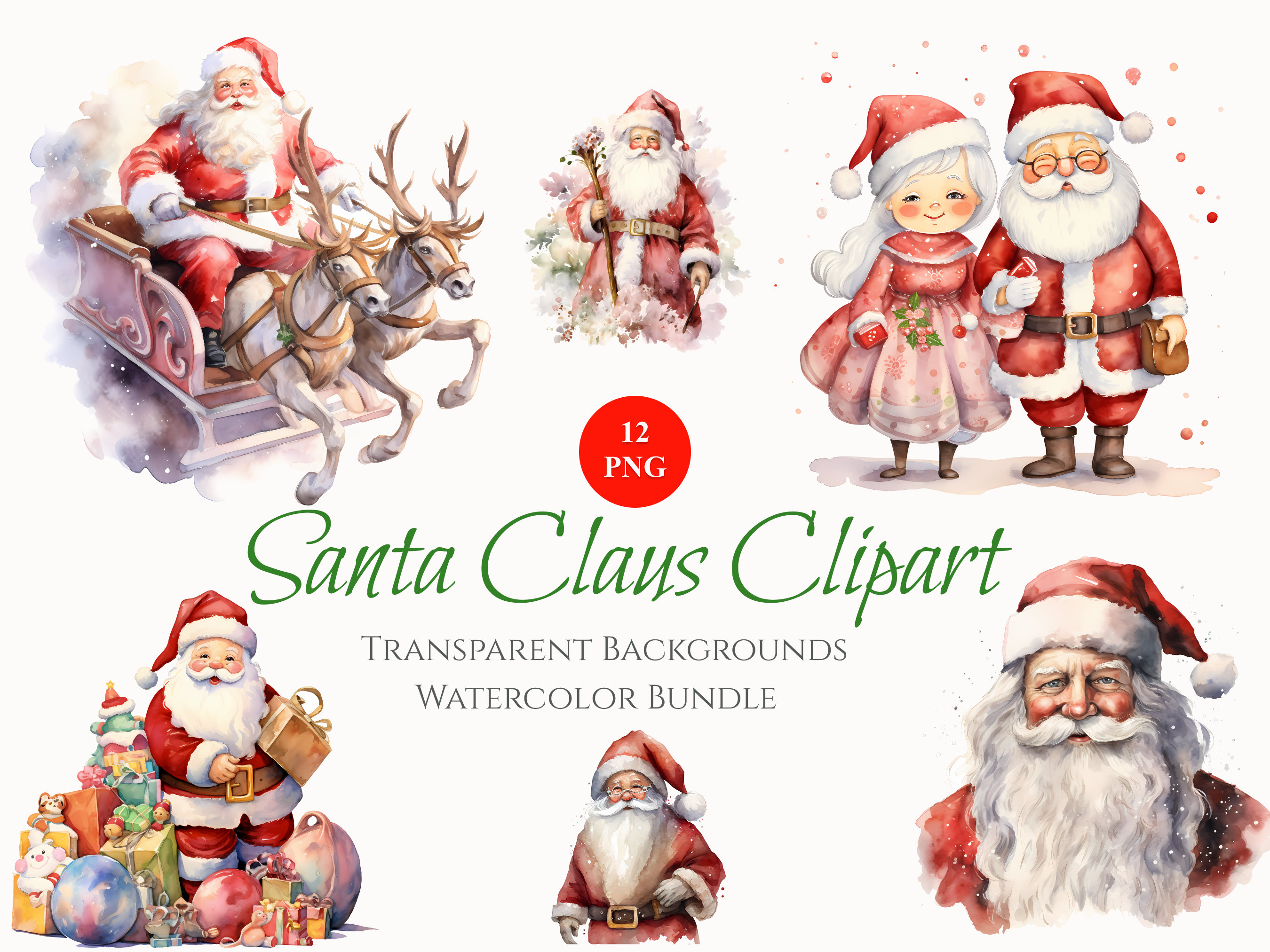 Santa Claus Clipart Bundle, Digital Download for Commercial Use ...