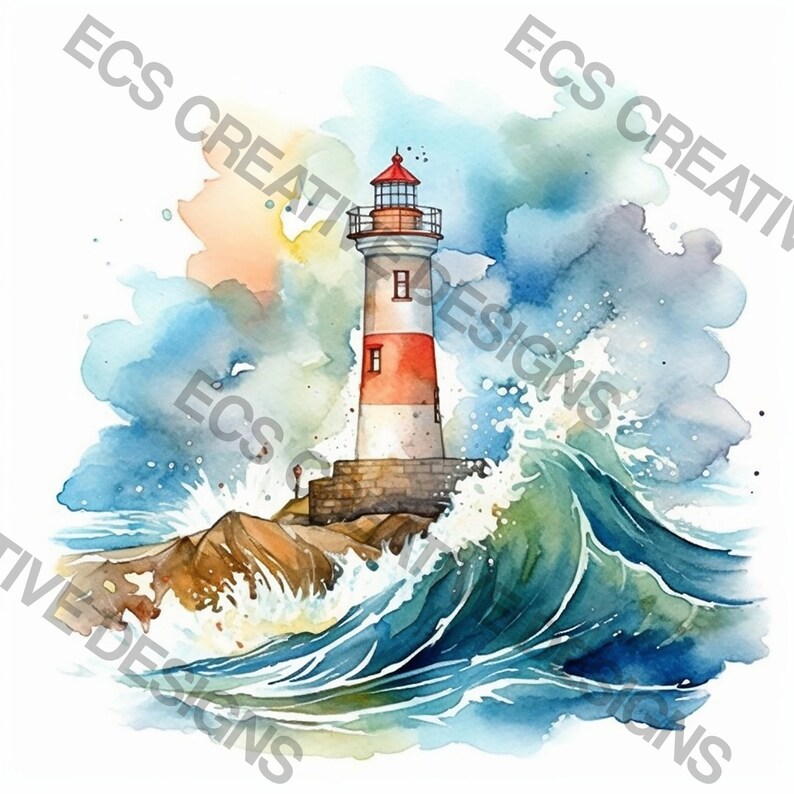 Lighthouse Watercolor Clipart Bundle for Commercial Usepng - Etsy