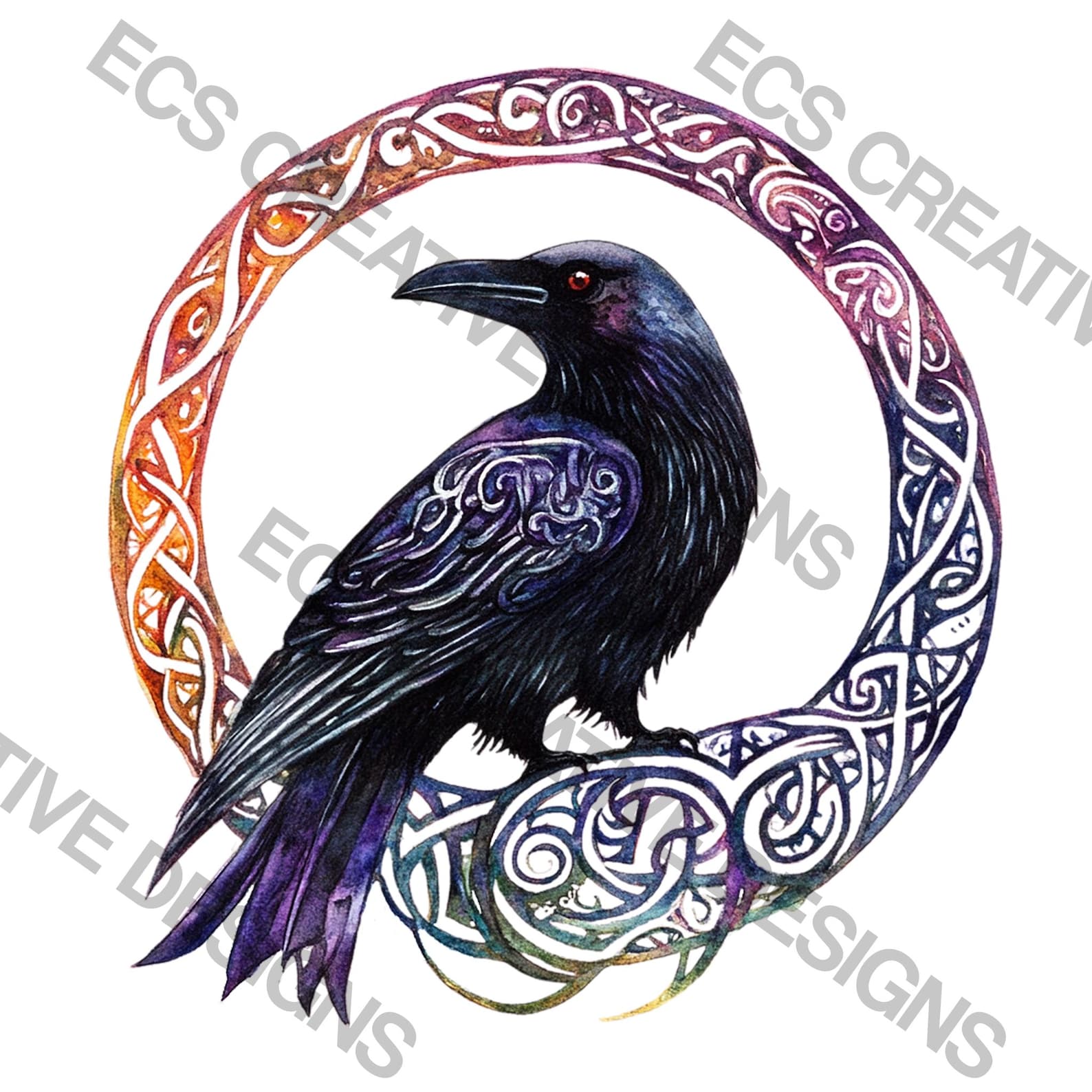 30 Celtic Raven Watercolor PNG Clipart Bundle, Celtic Inspired Raven ...