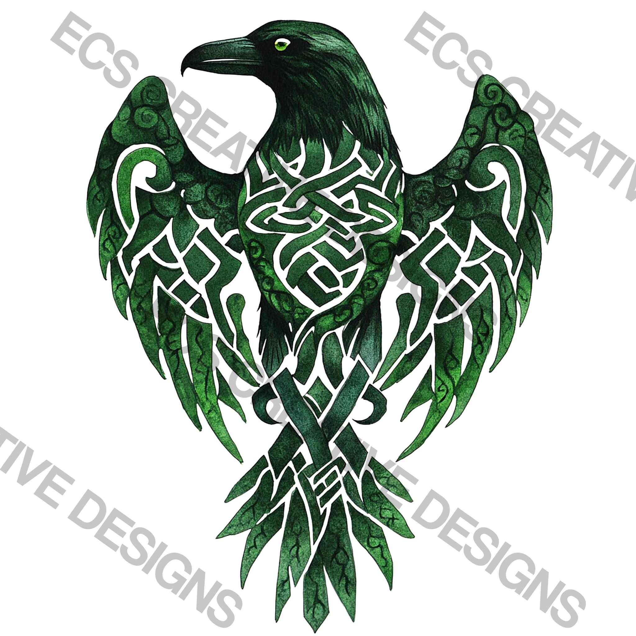 30 Celtic Raven Watercolor PNG Clipart Bundle, Celtic Inspired Raven ...