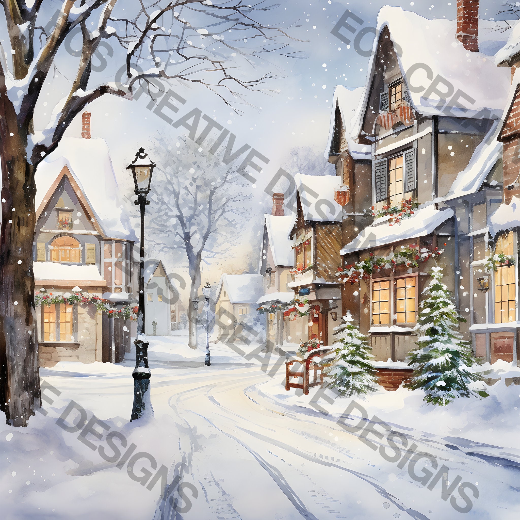 Watercolor Christmas Scenes Clipart Bundle, Instant Digital Download ...