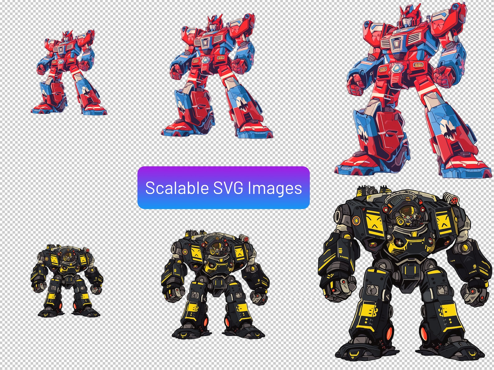 Anime Mecha Robot 35 SVG & PNG Clipart Bundle, Instant Digital Download ...