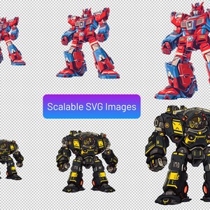 Anime Mecha Robot 35 SVG & PNG Clipart Bundle, Instant Digital Download ...