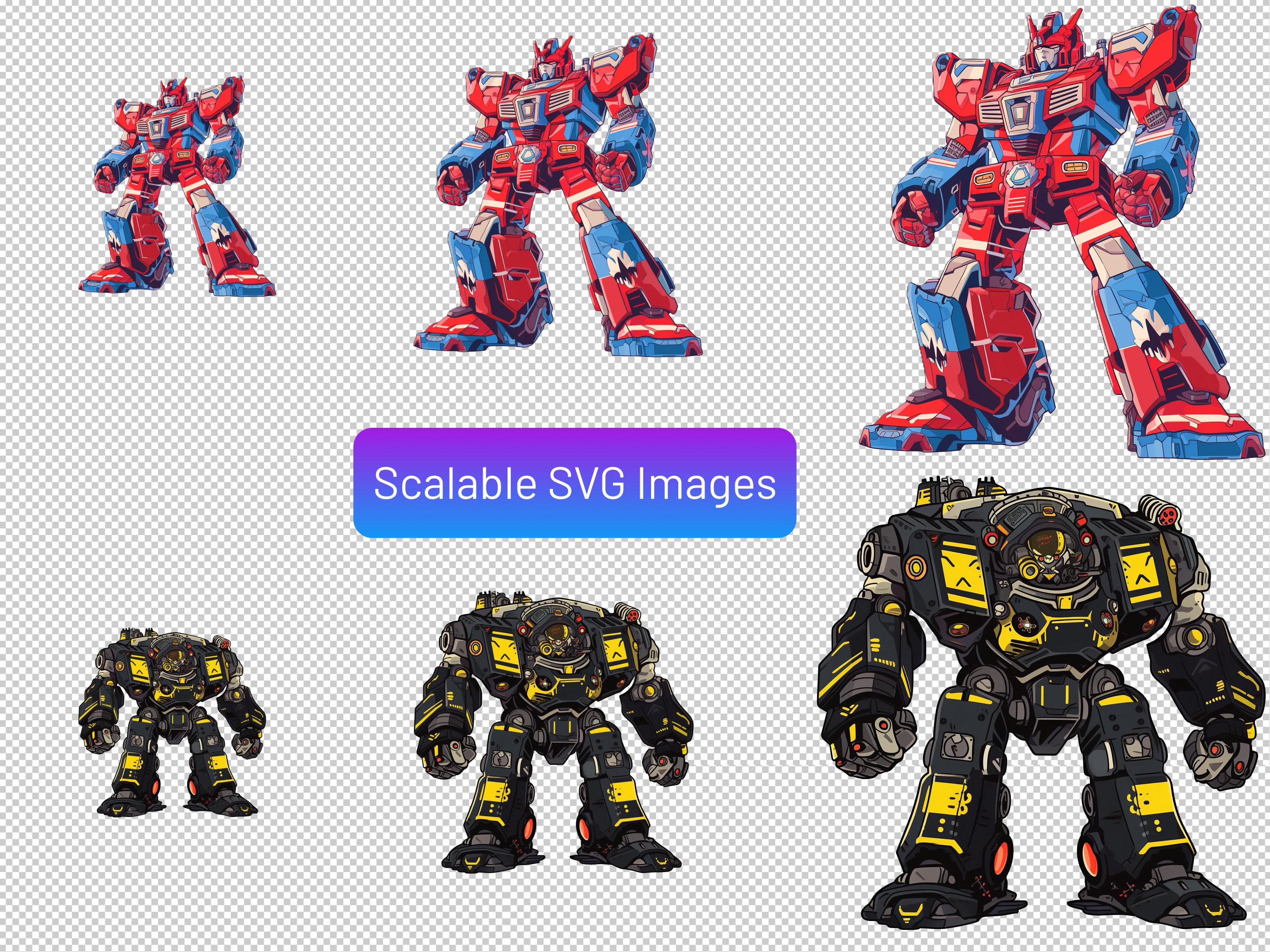 Anime Mecha Robot 35 SVG & PNG Clipart Bundle, Instant Digital Download ...