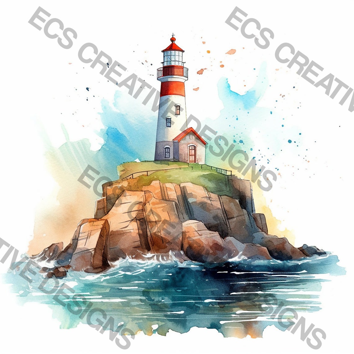 Lighthouse Watercolor Clipart Bundle for Commercial Usepng - Etsy
