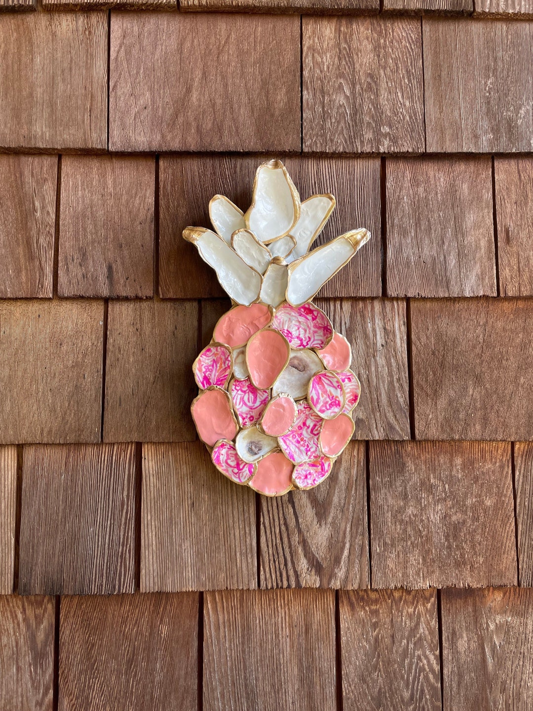 Mini Oyster Shell Pineapple Decor for Beach House Coral Pink Abstract ...