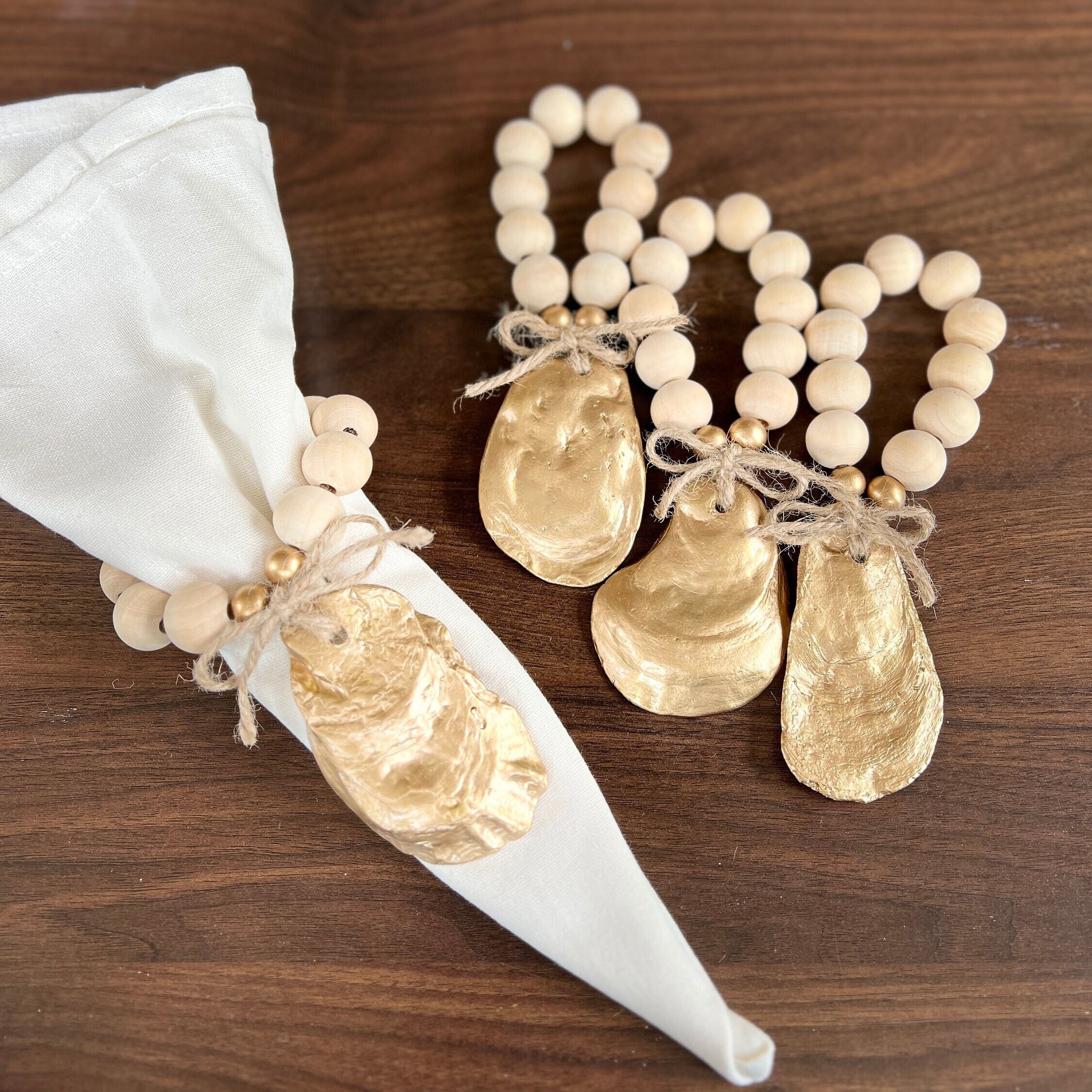 Set of 4 Oyster Shell Napkin Rings for Beachy Table Decor Blue - Etsy