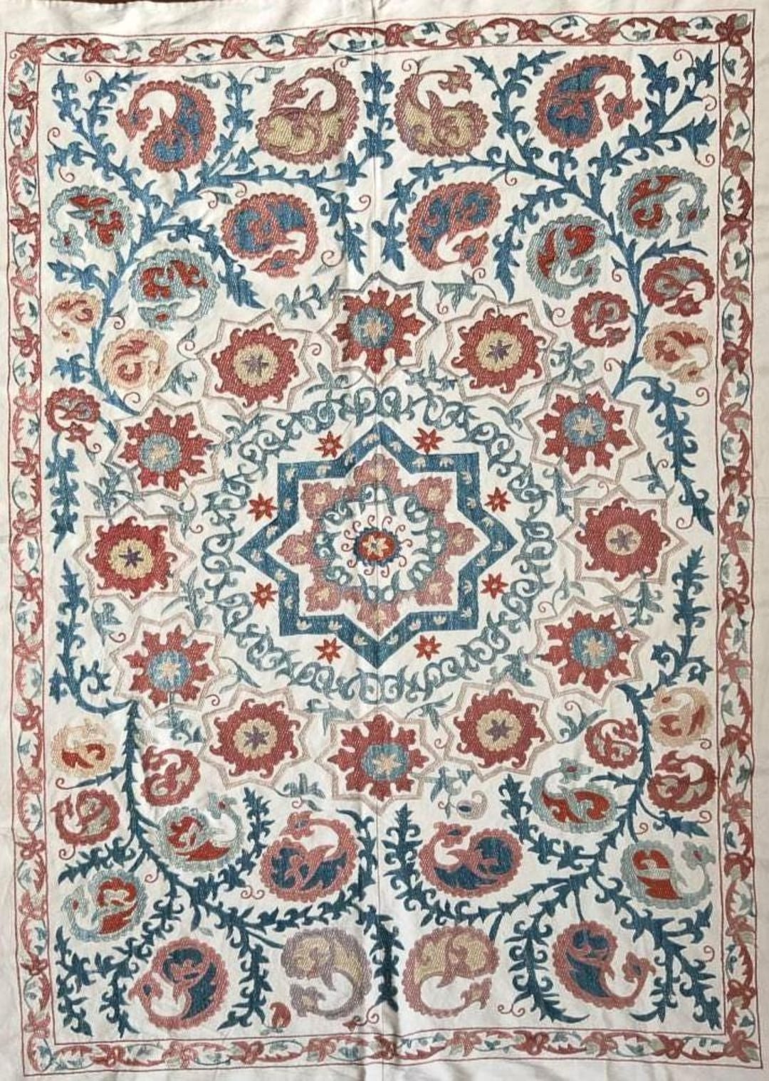 Handmade Uzbek Suzani Star Design, Wall Hanging Home Decor, Silk ...