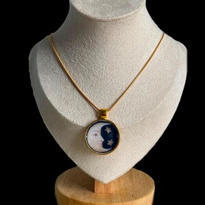 Vintage Moon Pendant Necklace – Gold Chain With Whimsical Moon and ...