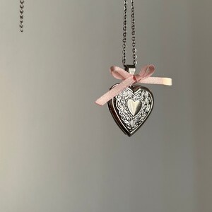 Bunny Heart Pedant Locket Necklace Silver Color Coquette - Etsy