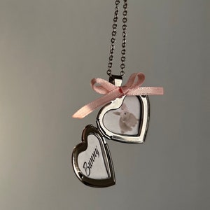 Bunny Heart Pedant Locket Necklace Silver Color Coquette - Etsy